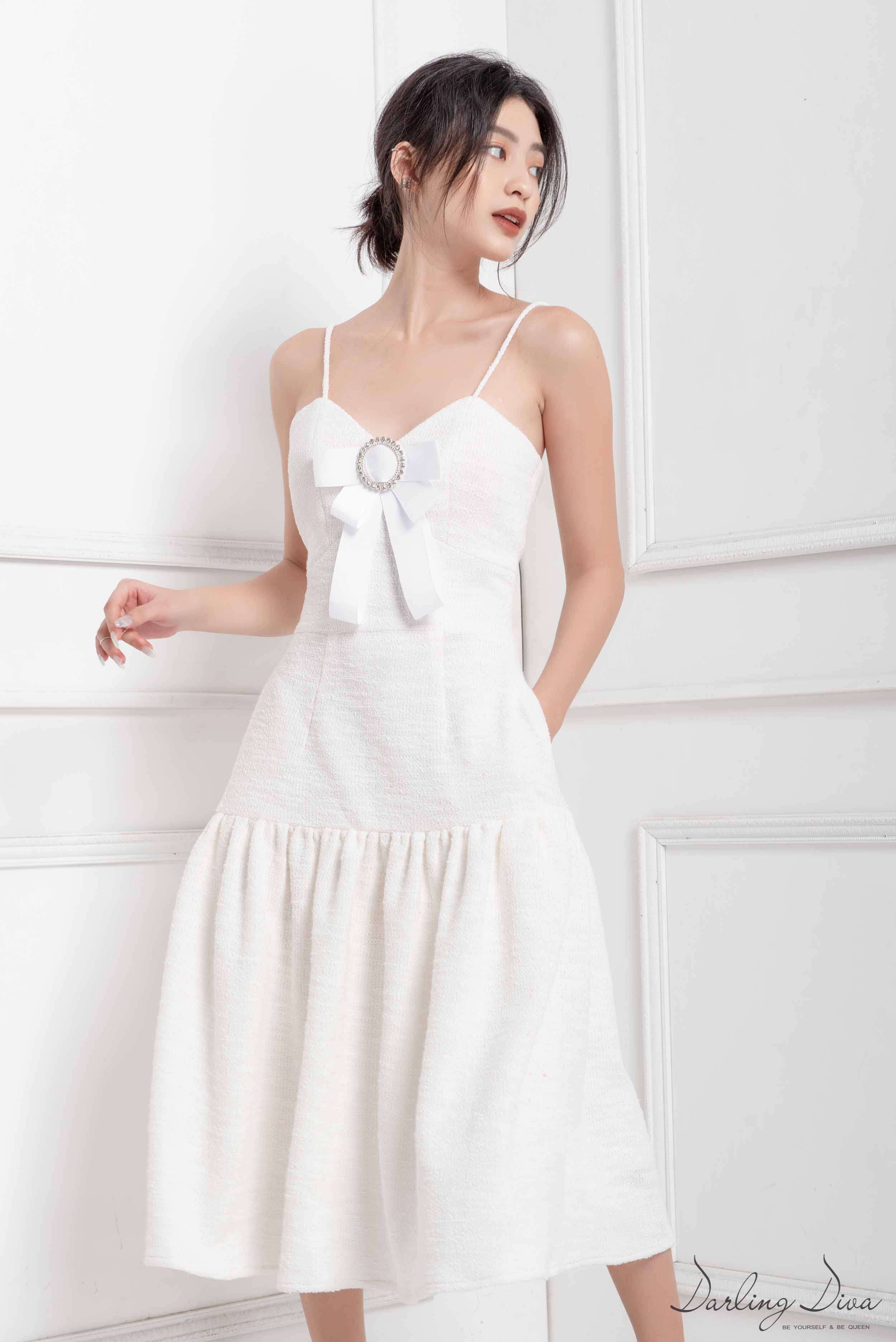 Ribbon Dress (White) – DARLING DIVA VN